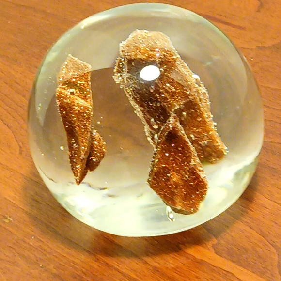 Source Unknown | Art | Vintage Art Glass Paperweight With Gold Rocks ...